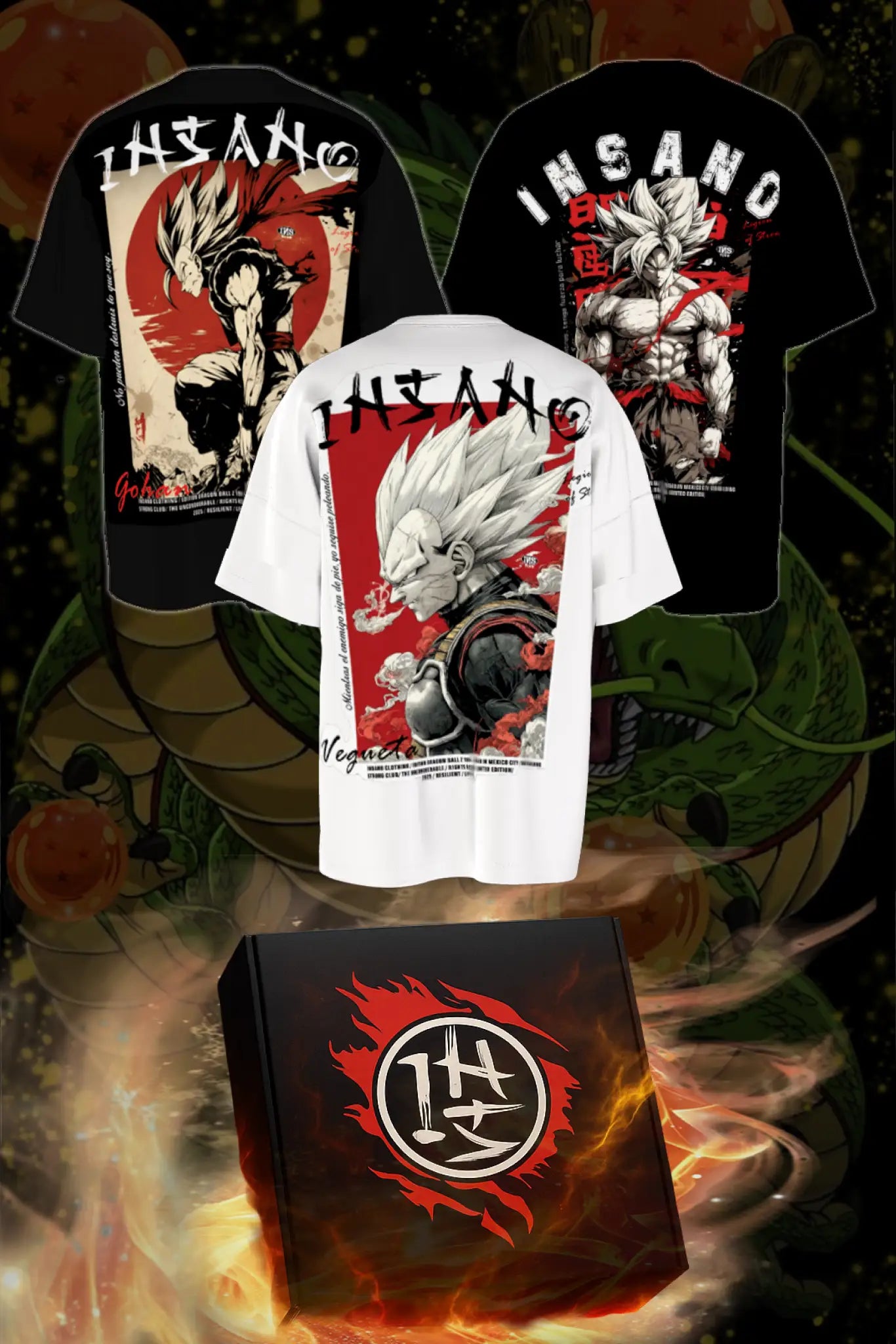 PACK 3 PLAYERAS DRAGON BALL X INSANO (EDICIÓN LIMITADA)